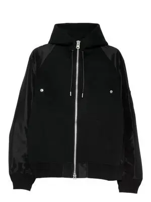 Sacai Hybrid Panelled Lightweight Zip-up Jacket - Black