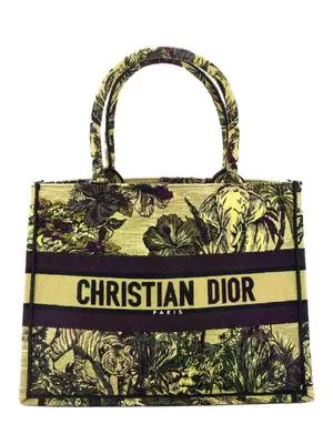 Dior Book Embroidered Canvas Medium Tote Bag - Yellow