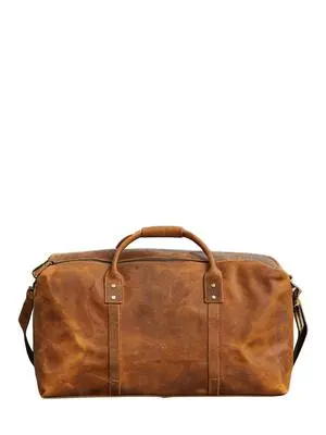 TOURI Genuine Leather Travel Bag - Brown