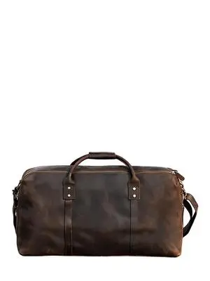 TOURI Genuine Leather Vintage Travel Bag - Brown
