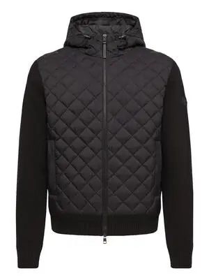 Moncler Wool & Cashmere Blend Quilted Hoodie - Black