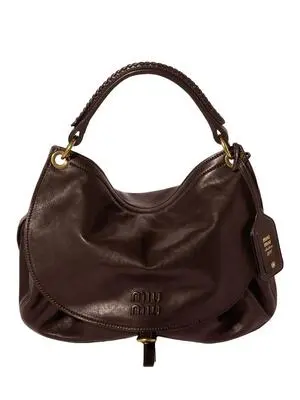Miu Miu Rendez-vous Leather Hobo Shoulder Bag - Brown