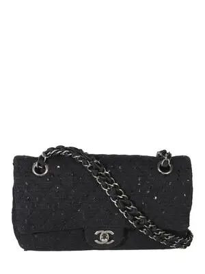 CHANEL Chanel Vintage Tweed Sequin Embroidered Shoulder Flap Bag