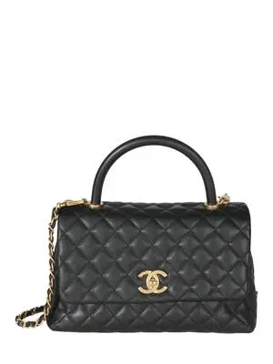 CHANEL Chanel Quilted Caviar Medium Coco Top Handle Bag