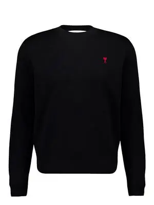 AMI Ami Paris Black Crew Neck Sweater With Ami De Coeur Emblem