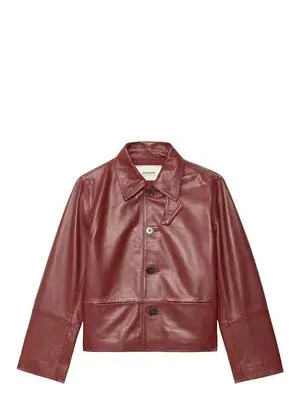 Zadig&Voltaire Leather Cropped Jacket - Cherry