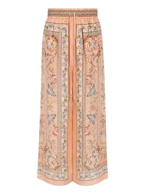 Zimmermann Pantalone In Seta Stampata Multicolour