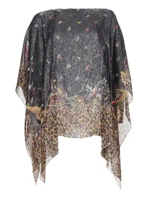 Etro Printed Cape Effect Poncho Top - Multicolour