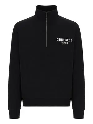 Dsquared2 Felpa Con Zip Corta - Black