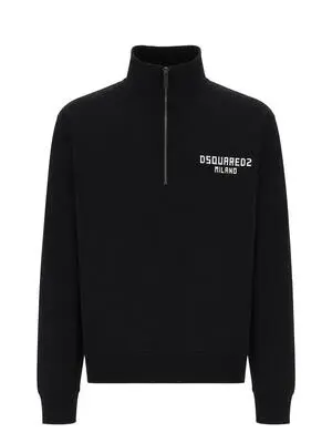 Dsquared2 Felpa Con Zip Corta - Black