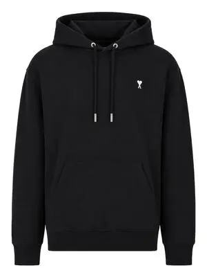 AMI Paris Felpa Con Logo E Cappuccio - Black