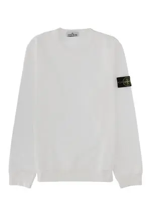 Stone Island Crewneck Sweatshirt With Logo Patch - White