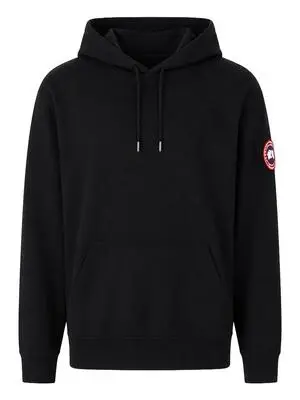Canada Goose Felpa Con Patch Logo E Cappuccio - Black