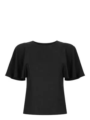 Michael Kors Satin Cape Sleeve Blouse - Black