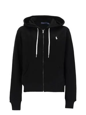 Polo Ralph Lauren Zip Up Hoodie With Logo - Black