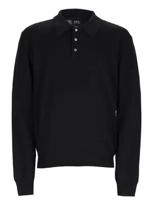 A.p.c. Polo "riou" In Maglia - Black