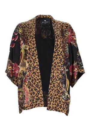 Etro Etro Silk Jacket With Animal And Floral Prints Multicolour