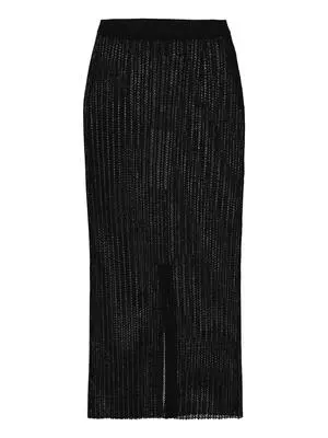MAISON MARGIELA Ribbed Knit Midi Skirt - Black