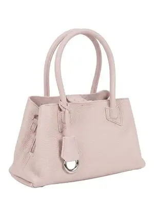 MODENAIRE Top Handle Leather Bag With Ring Accent And Detachable Strap - Pink