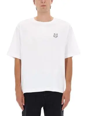 Maison Kitsuné Oversized T-shirt With Fox Patch - White