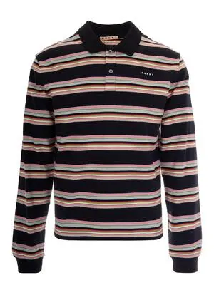 Marni Striped Long-sleeve Polo Shirt - Pale Mint