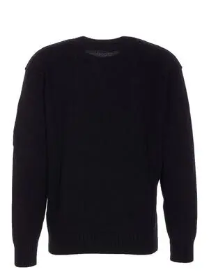 C.P. COMPANY Wool Blend Crewneck Sweater With Goggle Logo - Black