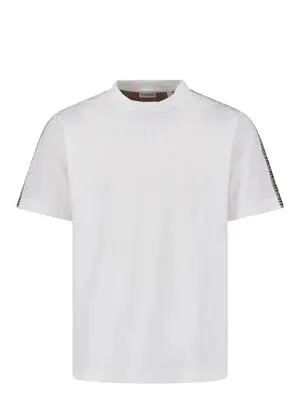 Burberry Short-sleeve Crewneck T-shirt With Check Trim - White