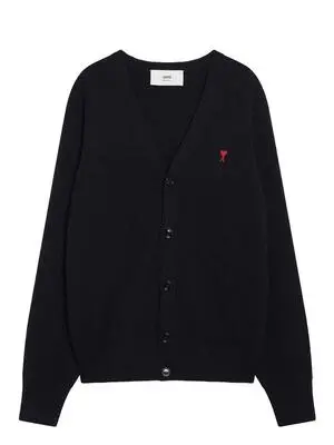 AMI AMI Classic Crew Neck Cardigan With Intarsia Detail