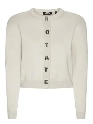 ROTATE BY BIRGER CHRISTENSEN Logo Button-front Knit Cardigan - Wind Chime Grey