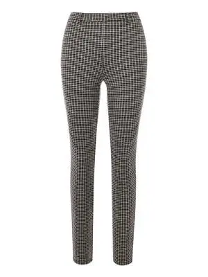 Patrizia Pepe Slim Fit Checkered Full Length Trousers - Gray&brownmicrocheck