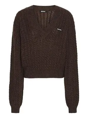 ROTATE BY BIRGER CHRISTENSEN Wrap Front V-neck Cropped Sweater - Potting Soil