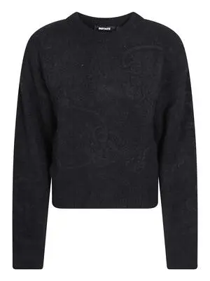 ROTATE BY BIRGER CHRISTENSEN 3d Flower Knit Crewneck Sweater - Nero