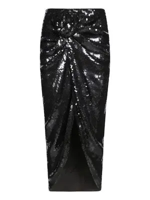 ROTATE BY BIRGER CHRISTENSEN Sequin Knot Mini Skirt - Marrone