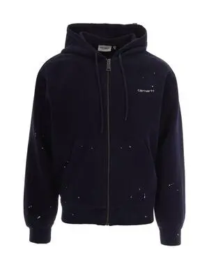 Carhartt Work In Progress Paint-splatter Zip-up Hoodie - Dark Navy