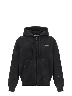 Carhartt Work In Progress Paint-splatter Zip Hoodie - Black