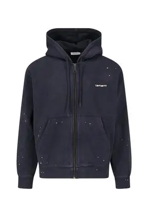 Carhartt Work In Progress Paint-splatter Zip Hoodie - Black