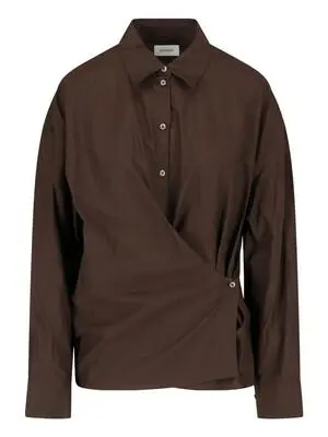 LEMAIRE LEMAIRE Wrap Front Button-Up Shirt Brown