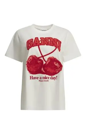 GANNI Organic Cotton Cherry Print T-shirt - White