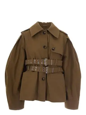 GANNI GANNI Double-Belt Trench Coat Ermine