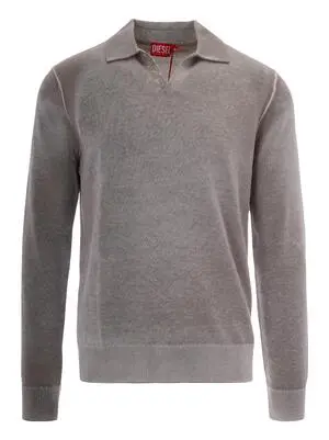 DIESEL® Long-sleeve Knit Polo Shirt - Sandy/beige