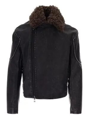 DIESEL® DIESEL Shearling Collar Zip-Up Jacket