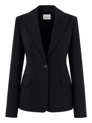 Andamane Tailored Pinstripe Single-breasted Blazer - Black/white