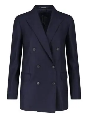 Tagliatore Double-breasted Wool Cashmere Blazer - Blue
