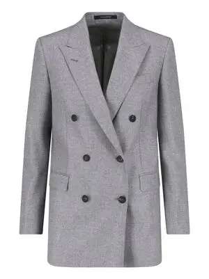 Tagliatore Double-breasted Tailored Blazer In Wool And Cashmere Blend - Grey
