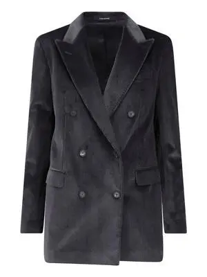 Tagliatore Double-breasted Corduroy Blazer - Grey
