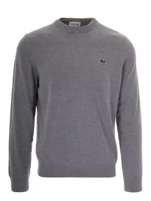 Lacoste Lacoste Crewneck Sweater With Embroidered Logo Silver Chine