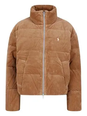 Polo Ralph Lauren Quilted Corduroy Cropped Puffer Jacket - Brown
