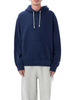Champion Pullover Hoodie With Drawstring Hood And Kangaroo Pocket - Blu