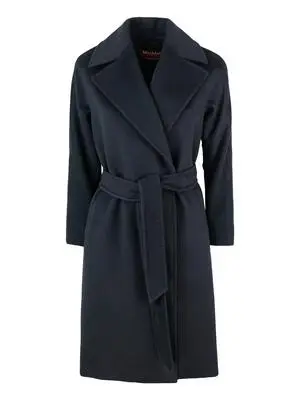 Max Mara Max Mara Studio Belted Wool Wrap Coat Nero