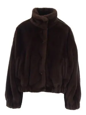 MAX MARA Max Mara Faux Fur Cropped Jacket With Stand Collar